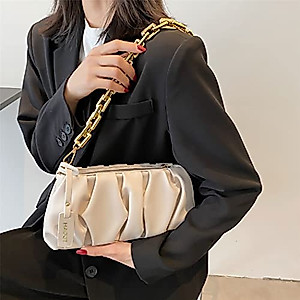 HAOOT Women’s Shoulder Bag Clutch Purse Evening Handbags Multipurpose Pleated Purses for Women (Khaki)