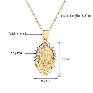 AOASK Women Crystal Rhinestone Christian Jewelry Virgin Mary Pendant Necklace