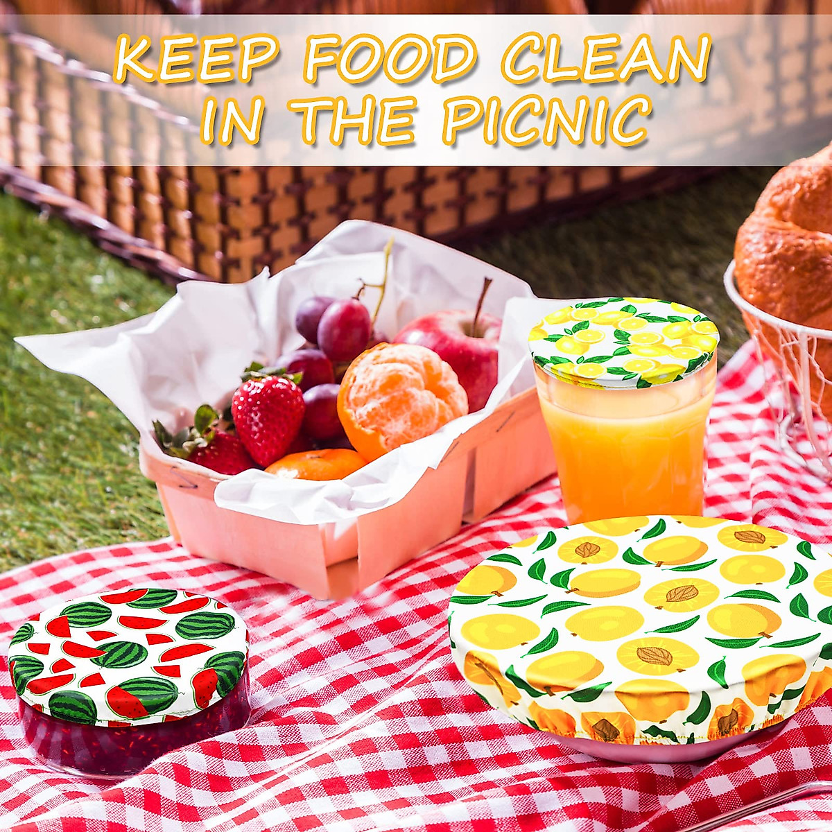 Chengu 12 Pcs Reusable Bowl Covers Bulk Elastic Cloth Fabric Bowl Cover for Bread Proof Rising Sourdough 5 Size Dish Food Stretchy Storage Cover for Leftovers Kitchen Container