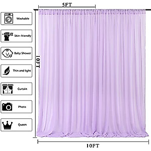 Purple Chiffon Backdrop Curtain Panels Party 10FTx10FT Light Purple Wedding Backdrop for Baby Shower Party Decorations