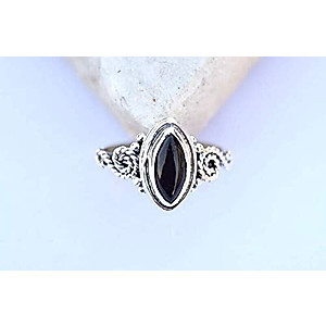 Black Onyx Stone Ring, 925 Sterling Silver Ring Statement Ring For Women - Girls, 5X10mm Natural Marquise Shape Gemstone Ring, Christmas Gifts, Gemstone Ring Size US 8 Handmade Ring