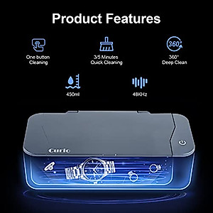 Ultrasonic Jewelry Cleaner – 450ML Professional UV Ultrasonic Cleaner for Eyeglasses Rings Watches Coins Tools Razors Earrings Necklaces Dentures, 48KHz Household Portable Cleaner Ultrasound Machine