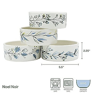 Fitz and Floyd Noel Noir Set of 4 Holiday Snack Fruit Bowls, 22-Ounce, Multicolored