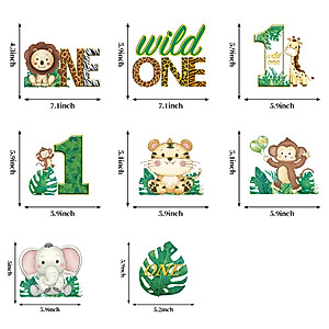 16pcs Wild One Birthday Decorations Hanging Swirls for Boys Girls, Jungle Safari Theme 1st Birthday Foil Swirls Party Supplies, Safari Animal First Bday Ceiling Sign Decor