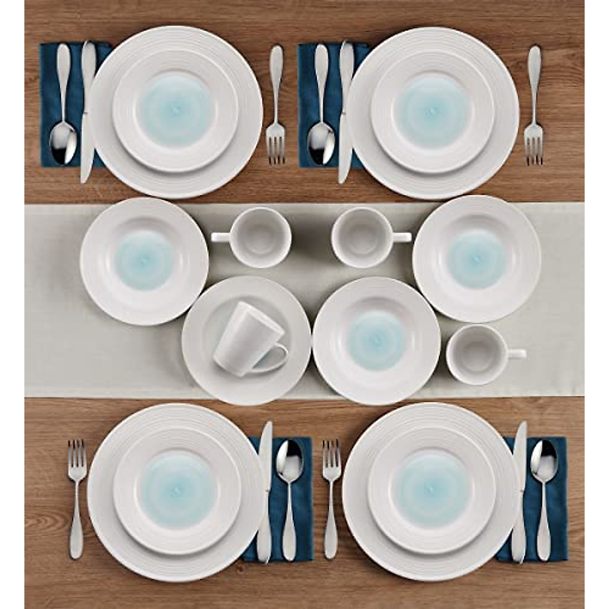 Pfaltzgraff Annie 16 Piece Dinnerware Set, Service for 4, Teal