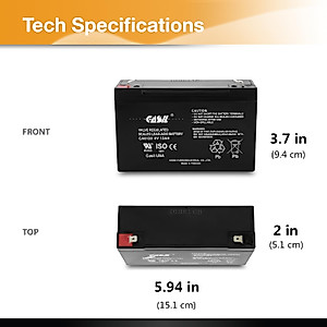 Casil CA6120 6V 12Ah Battery - 12Amp, 6V AGM Deep Cycle Battery, SLA Battery F2, VRLA Replacement, Emergency Light Battery 6V 12Ah - 2 Pack