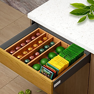 FUHUIM Bamboo k Cup Holder for Drawer Countertop, Coffee pod Holder Organizer , K- Cup Storage for Coffee Station Home Office and Kitchen (Bamboo)