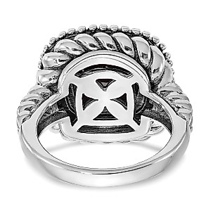 925 Sterling Silver Vintage Cabochon Black Onyx Ring Gemstone Band Size 8