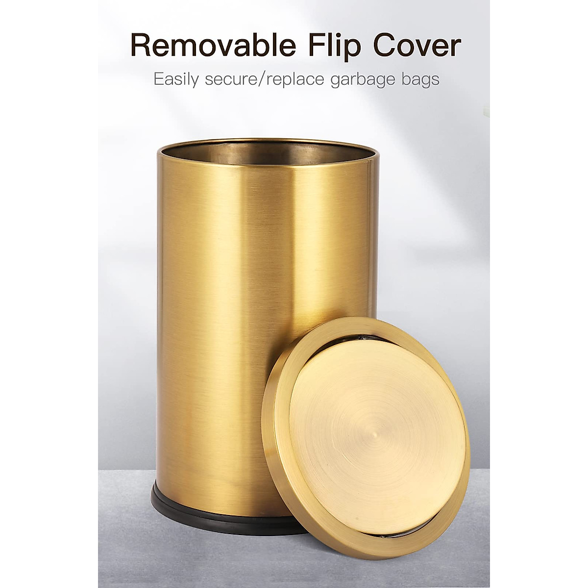 JINYCOME 2.6 Gallon Gold Bathroom Trash can with lid,Small Office Garbage can Wastebasket bin for Bedroom,Living Room,Kitchen (Gold)