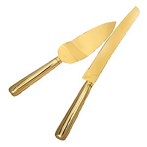 FashionCraft 2526 Simple Elegance Classic Gold Stainless Steel Cake Knife Set, One Size, Gold