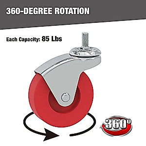 BIG RED 2 Pack 2.5" Swivel Caster Wheel for Creeper Service Utility Cart Stool Post Mount, TR6551