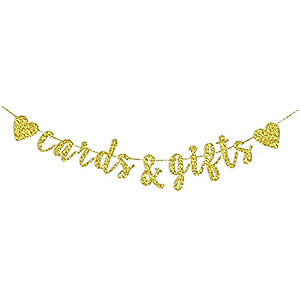 Cards & Gifts Gold Gliter Paper Banner Sign, Wedding, Engagement, Birthday, Baby Shower House Warming Party Gift Decoration