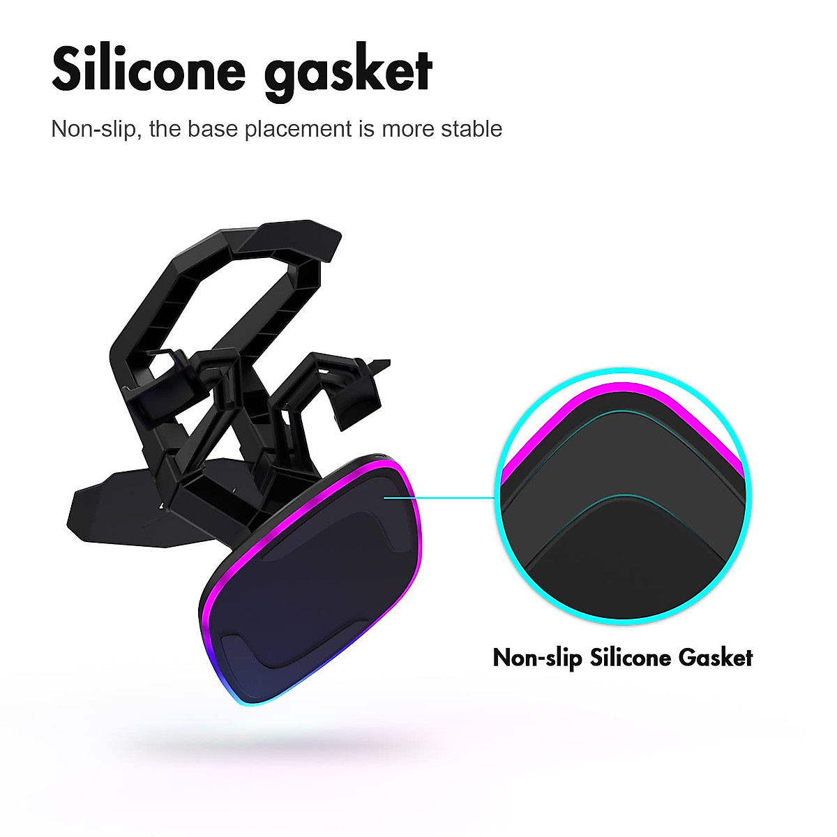 AMVR RGB Stand Holder Compatible with Oculus/Meta Quest 3/Quest 3S/Quest 2/Quest Pro/Pico 4/PSVR 2, Vertical VR Headset Charging Dock, Colorful Breathing Light