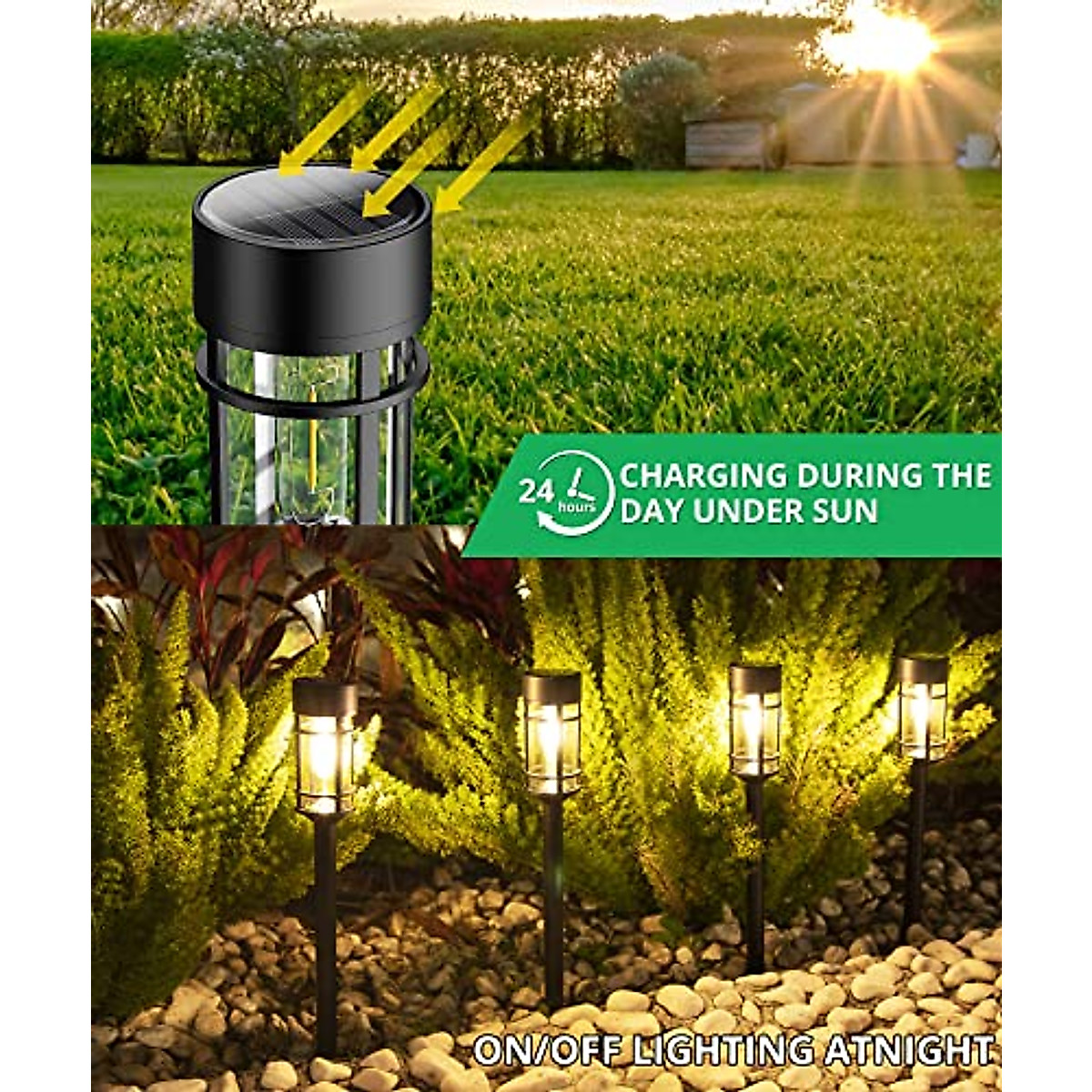 ILANCK Solar Pathway Lights 8 Pack, Bright Solar Lights Outdoor Waterproof IP65, LED Solar Garden Lights Metal Landscape Lighting for Yard, Lawn, Driveway…