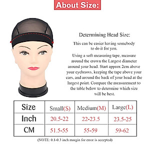 Leeven 5 Pcs/lot Stretchable Nylon Net Mesh Dome Caps for Making Wigs Black Breathable Wig Cap for Women Medium Size 22"-23.5"