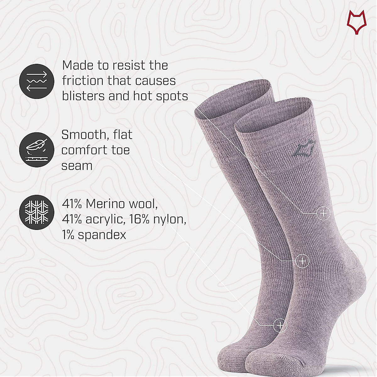 FoxRiver Womens Wick Dry Tramper Medium-weight Outdoor Crew Hiking-socks, Grey, Medium US