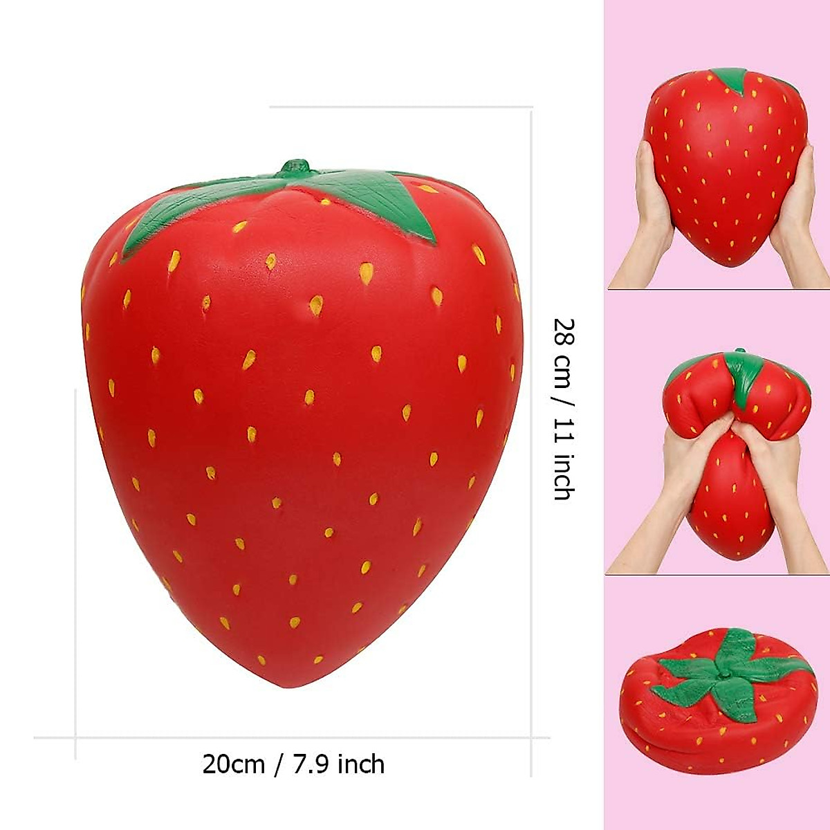 Anboor Jumbo Squishys Toy, 7.9" Squishies Strawberry Giant Soft Fruit Toys Stress Relief Kid Adults Party Collection