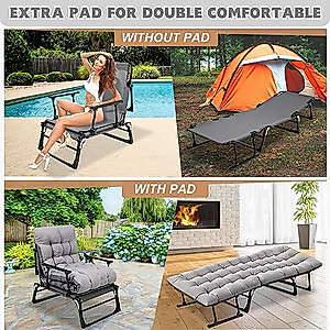 ABORON 6 Adjustable Metal Platform Bed/Sofa Mattress,Heavy Duty Folding Bed Cot Size,Portable Guest Beds,Rollaway Fold Out Bed/Thick Mat and Pillow for Spare Bedroom & Office