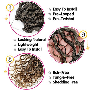 Fulcrum Goddess Locs Crochet Hair 12 Inch, 8 Packs New Faux Locs Crochet Hair for Black Women, Crochet locs with Curly Ends (12Inch (Pack of 8), T27#)