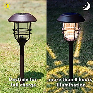 SOLPEX 4 Pack Solar Outdoor Lights, Glass and Metal Path Lights, High Lumen Output per LED for Landscape, Lawn, Patio, Yard, Garden