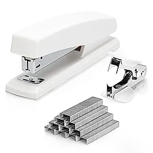 Deli Stapler, Desktop Stapler, Office Stapler, 25 Sheet Capacity, Includes 1000 Staples and Staple Remover, White