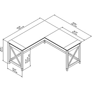 Bush Furniture Key West 60W Modern Farmhouse L Shaped Desk in Bing Cherry | 60-Inch Corner Table for Home Office