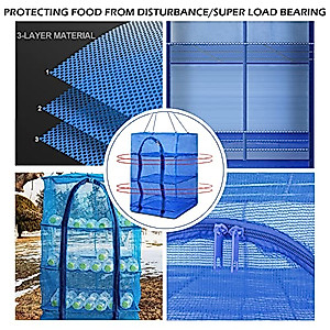 WEISGJA Drying Rack 4 Layers Folding Fish Mesh, Foldable Nylon Netting, Hanging Drying Fish Net, for Shrimp Fish Fruit Vegetables Herb, with Zipper Opening-Blue (25.59X13.78X13.78 in)…