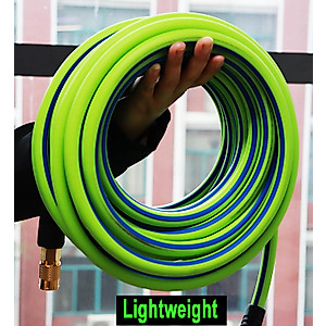 YOTOO Air Hose 3/8 in x 50 ft, Heavy Duty Hybrid Air Compressor Hose, Flexible, Lightweight, Kink Resistant with 1/4" Industrial Quick Coupler Fittings, Bend Restrictors, Green+Blue