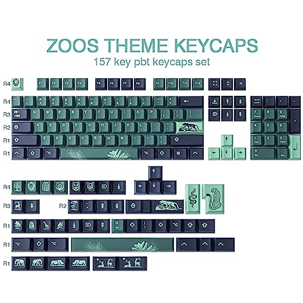 JOMKIZ PBT Keycaps, 157-key Dyed Sublimation Cherry Profile Custom Keycap Set for Cherry MX Switches ISO/ANSI Layout Mechanical Keyboards