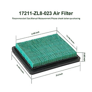Brlyeeanze 2 Pack 17211-ZL8-023 Air Filter Compatible with Honda GCV160 GC160 GCV190 GC190 GX100 GCV190A Engine Husqvarna Craftsman Push Lawn Mower Tiller Air Cleaner 17211-ZL8-023 17211-ZL8-003