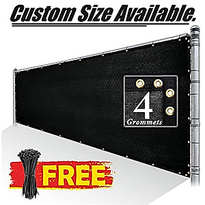 Royal Shade 6' x 50' Black Fence Privacy Screen Cover Windscreen with Heavy Duty Brass Grommets -Cable Zip Ties Include -Make Custom Size