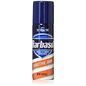 Barbasol Sensitive Skin Thick and Rich Shaving Cream for Men, Travel Size, TSA Approved, 2 oz. (Pack of 24)