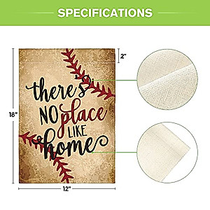 AVOIN Baseball Garden Flag Vertical Double Sided There's No Place Like Home, Bat Ball Sport Softball Flag Yard Outdoor Decoration 12 x 18 Inch