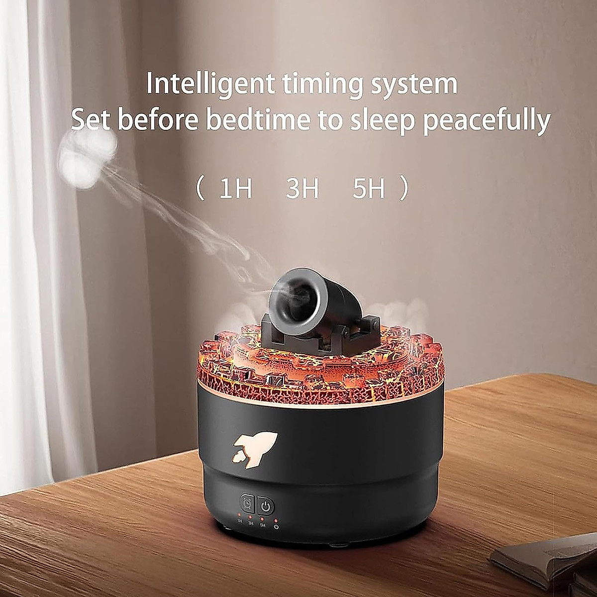 Cannon Blast Aroma Humidifier, Cannon Humidifier, Yellow Cane Humidifier, Creative Turret Colorful Crack Aroma Humidifier, Small Home Desktop Humidifier, Humidifier Quiet Flame Diffuser (Black)