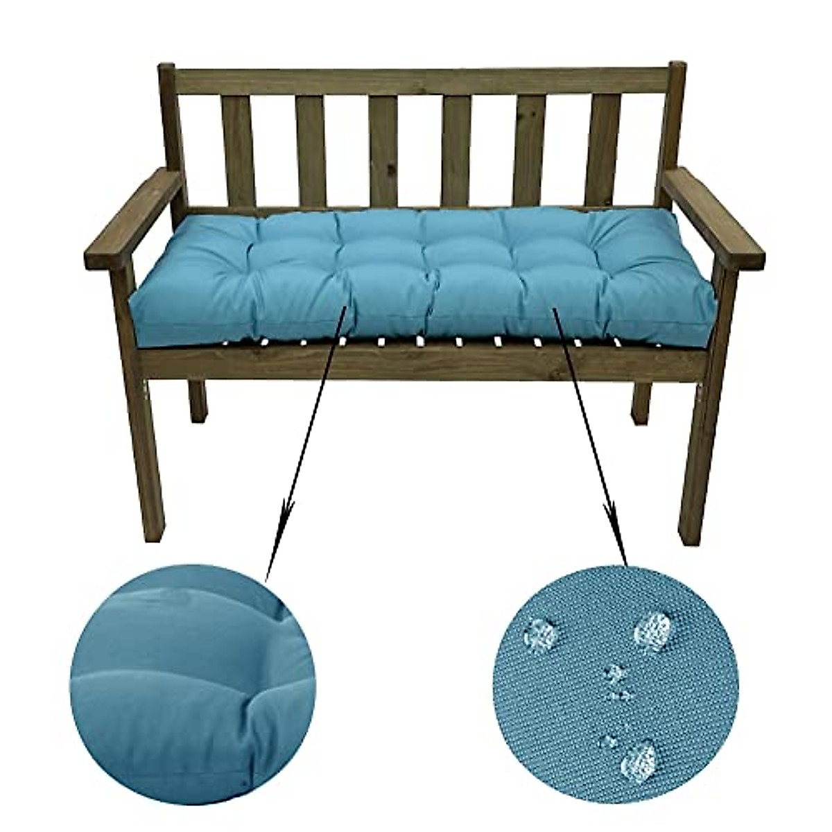 BOOMSHY 51"x20" Indoor/Outdoor Bench Cushion Cotton Garden Furniture Seat Cushion,Patio Wicker Seat Cushions with Ties for Lounger Garden Furniture Patio Lounger Bench (Blue)