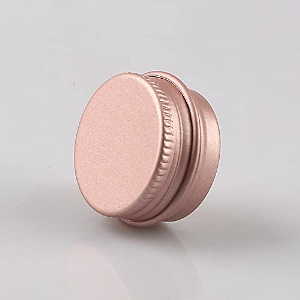 DLIBUY 50 Pcs 5ml Empty Round Matte Pink Aluminum Tin Jars with Screw Lids Cosmetics Lip Balm Containers Pots for DIY Candle, Salve Powder, Crafts, Storage Cans 3x Alu Spoon, 540x Ø 2cm Labels