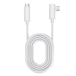 VR Streaming Link Cable Compatible for Oculus Quest, Cuxnoo Virtual Reality Headset Cable Angle USB 3.2 Gen1 C-C High-Speed Data Transfer, Fast Charging Cord, 15FT