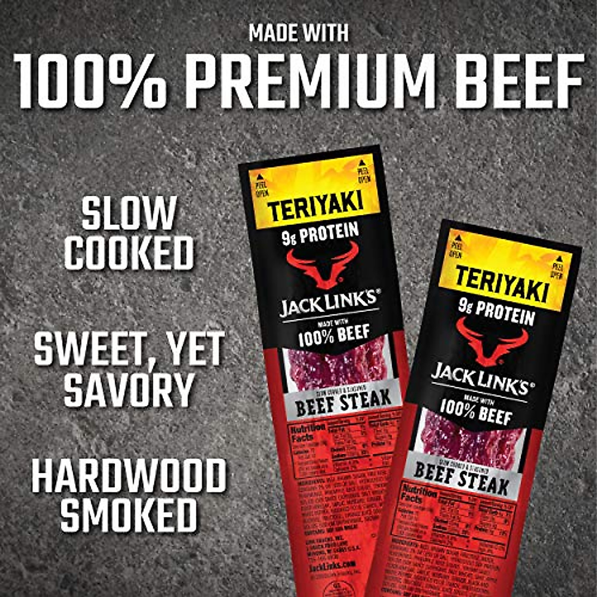 Jack Link’s Premium Cuts Beef Steak, Teriyaki, Great Snack with 9g of Protein and 9g of Carbs per Serving, Made with Premium Beef, 1 Ounce (Pack of 12)
