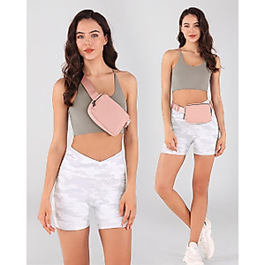 ODODOS Unisex Mini Belt Bag with Adjustable Strap Small Fanny Pack for Workout Running Traveling Hiking, Light Pink