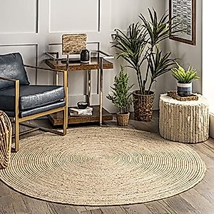 nuLOOM Alanis Handmade Farmhouse Jute Area Rug, 5' x 8' Oval, Natural