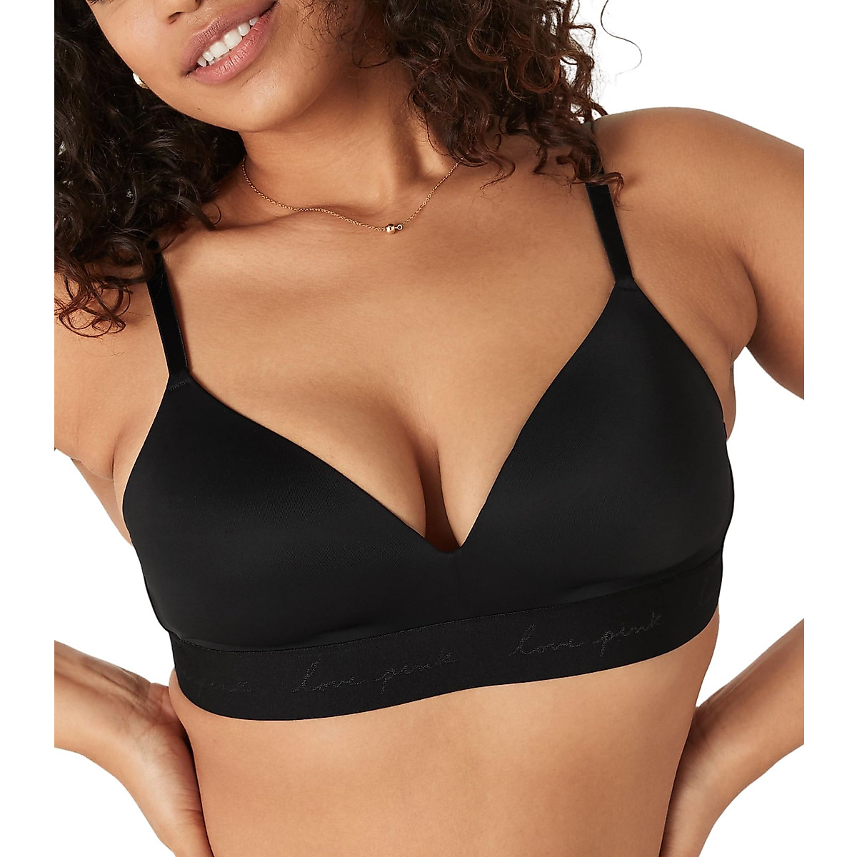 Victoria's Secret Pink Wear Everywhere Wireless T Shirt Bra, Lightly Lined, Smoothing, Bras for Women, Black (36D)