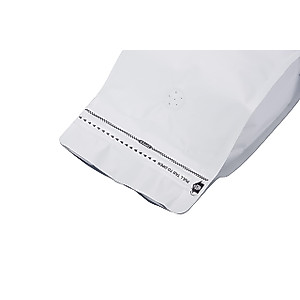 50 Count 8 Ounce Matt White Aluminum Foil Coffee Bags, Stand Up/Flat Bottom Side Gusset Coffee Pouches with Air Release Valve and Reusable Side Zipper (50, 8OZ, 0.5LB, 250G)