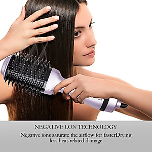 Hair Dryer Brush,Hot Air Brush, Blow Dryer bruch,One Step Hair Dryer and Volumizer with Salon Negative Ionic for Straightening, Professional Brush Hair Dryers for Men and Women (Purple