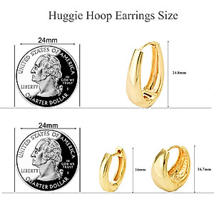 Gold Hoop Earrings for Women, Chunky Gold Hoops Set Lightweight, Hypoallergenic Gold Plated Thick Hoop Earrings Pack, Small Hoop Earrings Jewelry(3pair,Chunky)