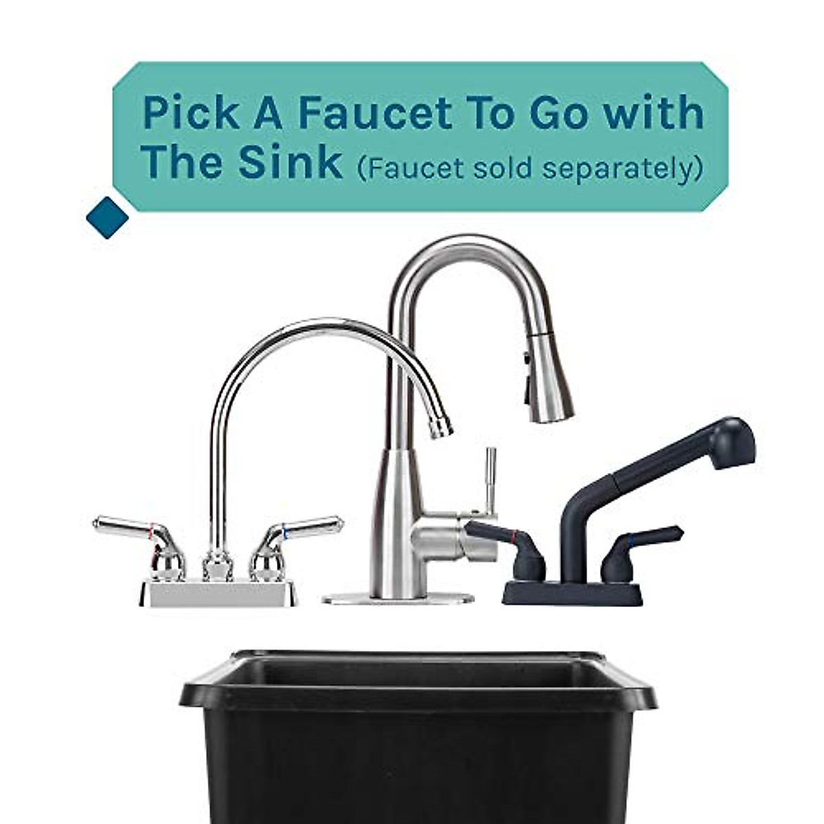 Black Space Saver Utility Sink by JS Jackson Supplies, Freestanding Tehila Space Saving Laundry Tub, Black Metal Legs with P-Trap Kit