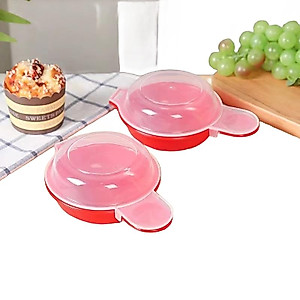 JCFUHONG Microwave Egg Cooker Set - Quick 1-Minute Egg Hamburg Omelet Maker Red & Clear Steam Release Vent Dishwasher Safe Kitchen Cooking Tool.