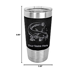 LaserGram 20oz Vacuum Insulated Tumbler Mug, Catfish, Personalized Engraving Included (Faux Leather, Black)
