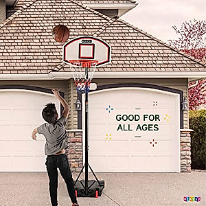 Play22 Kids Adjustable Basketball Hoop Height 5-7 FT - Portable Basketball Hoop for Kids Teenagers Youth and Adults with Stand & Backboard Wheels Fillable Base - Basketball Goals Indoor Outdoor Play