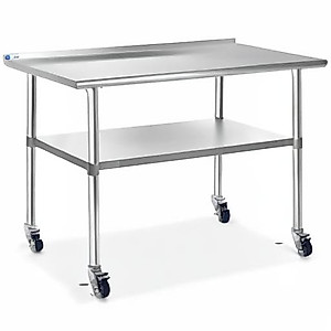 GRIDMANN Stainless Steel Table 72 in. x 30 in., NSF Commercial Kitchen Prep & Work Table w/ Backsplash and Wheels