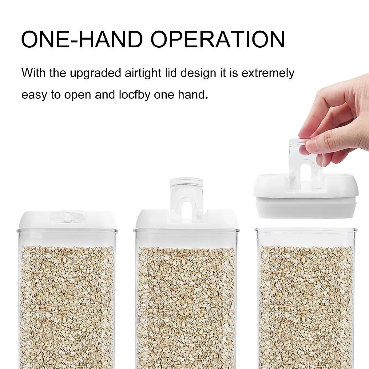 AIYULONG Airtight Food Storage Container Set - 7 Piece Set Clear Plastic Containers with Easy Lock Lids, for Kitchen Pantry Organization and Storage, Include 24 Labels (White)